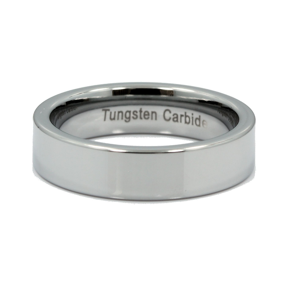 MJ Metals Jewelry Tungsten COMFORT FIT Ring Flat Pipe Cut For Men/Women Mirror Polished 6mm Wedding Band Size 8.5