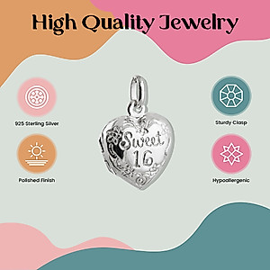 FashionJunkie4Life Sterling Silver Heart Locket Necklace, 18" Chain | Birthday Gift for Teen Girls