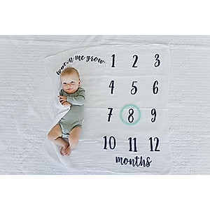 Kate & Milo Baby Monthly Milestone Blanket, Infant Milestone Markers, Newborn Photoshoot Photo Props, Baby Girl or Baby Boy Gift, Large Blanket