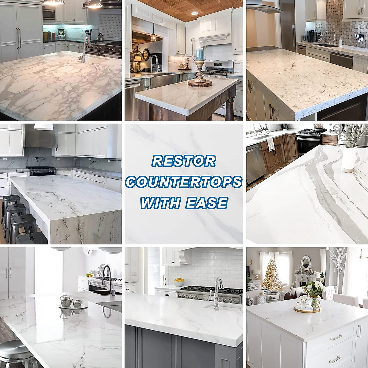 Quartz Countertop Chip Repair Kit (White), Marble and Granite Repair to Fix Nicks, Chips, Scratches on Granite, Marble, Porcelain, Corian, Travertine, Quartz, Acrylic and Other Natural Stone Surfaces