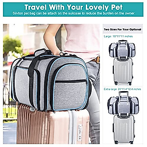 Pet Carrier Airline Approved,JuJubak 4 Sides Expandable Pet Carrier Soft-Sided Dog Cat Carrier Travel Bag with Shoulder Strap Fleece Pad for Cats, Puppy and Small Animals