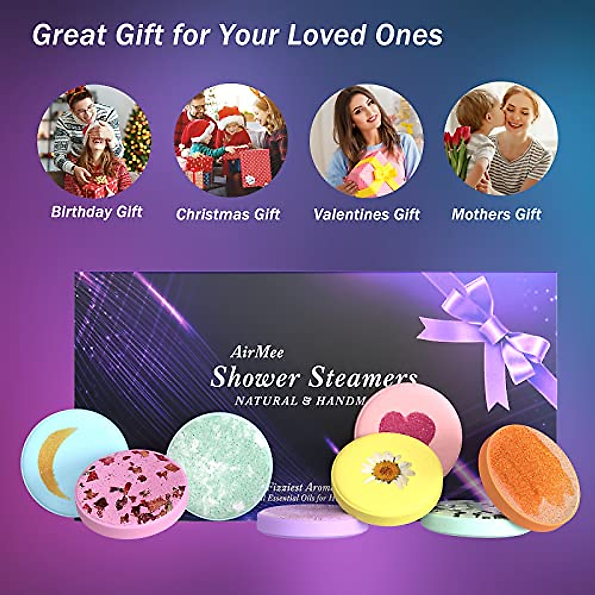 Shower Steamers - Pack of 8 Aromatherapy Shower Bombs Tablets Gift Sets. Mother's Day, Christmas, Best Gift Ideas, Perfect Gifts for Wife, Women