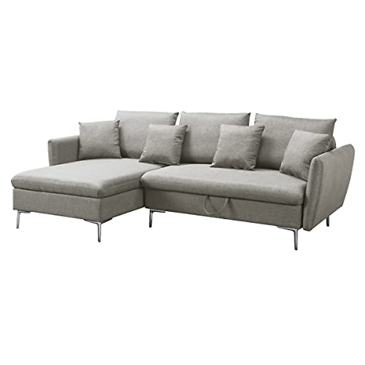 PEIHONGET Sleeper Sectional Sofa Couch, Modern L Shaped Sofa Bed with Pull-Out Sleeper Couches for Living Room Chasie Lounge Fabric Upholstered for Small Spaces, Apartment(Beige)