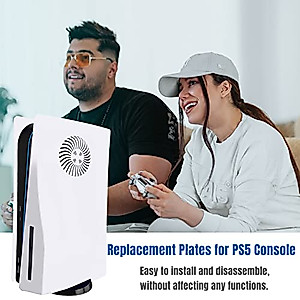 Cover Plates with Cooling Vents for PS5 Disc Edition Console, Playstation 5 Accessories Face Plates Side Panels Shell Replacement Protective Faceplates (Disc White)