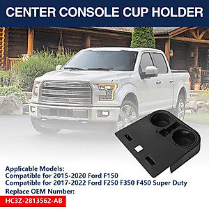 Front Center Console Cup Holder HC3Z-2813562-AB Compatible for Ford F150 2015-2020,F250 F350 F450 Super Duty 2017-2022 Truck Cup Holder Front Seat