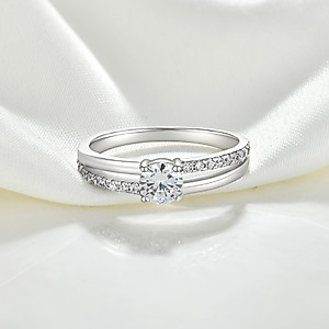 YL Solitaire Wedding Rings for Women 925 Sterling Silver Cubic Zirconia Statement Rings for Anniversary Engagement-size 5