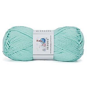 YUYOYE 100% Mercerized Cotton Yarn for Crochet and Knitting - 100g,Aque Green-03