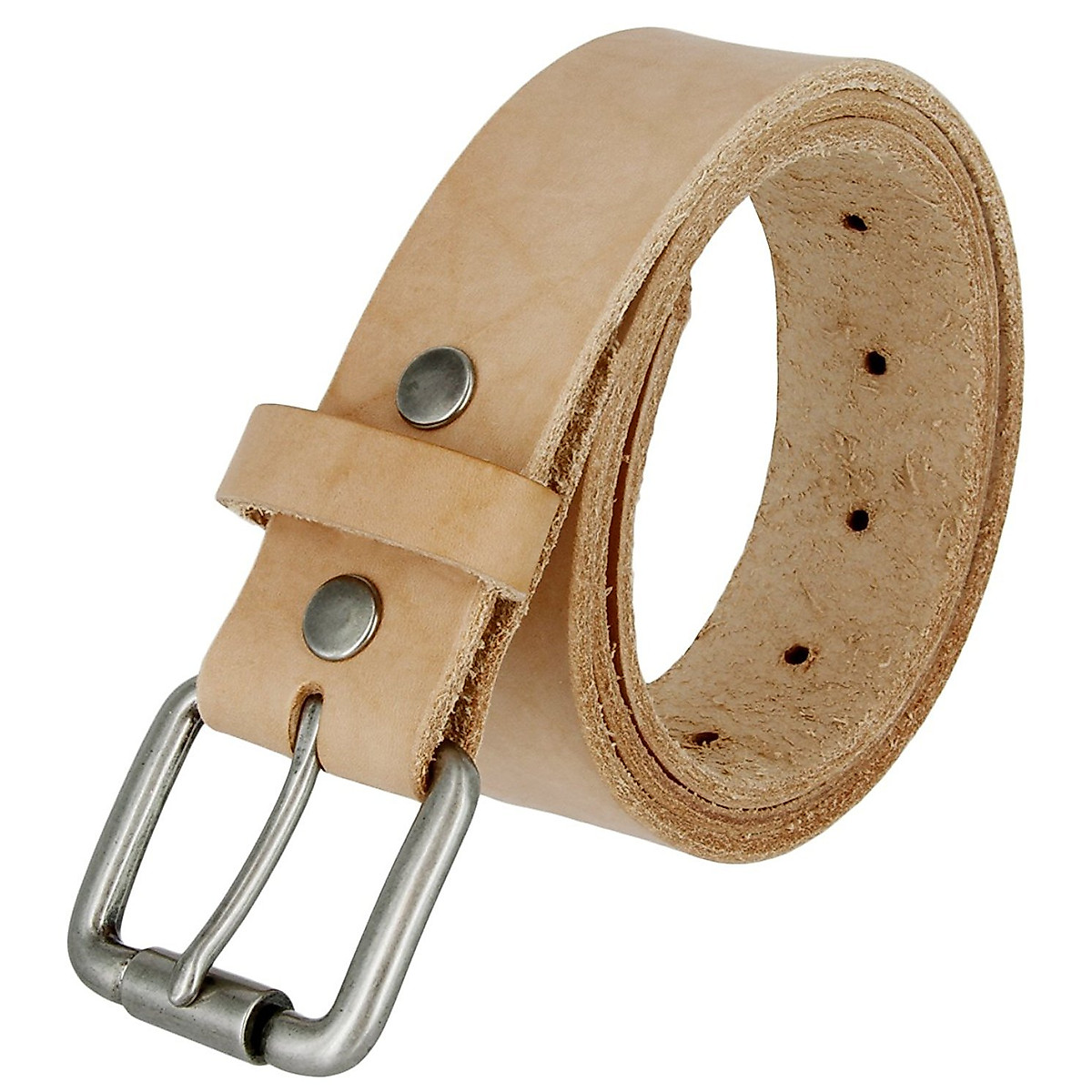 Natural Finish Full Grain Leather Belt with Roller Buckle 1 1/2" (Natural,36)