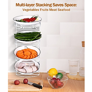 SWRDHJ Kitchen Wall-Mounted Fruit and Vegetable Preparation Tray with Vegetable Stacking Storage Rack, hot Pot Tray Multi-Layer Classification Tray Fruit Preparation Tray Food Vegetable Tray Rack