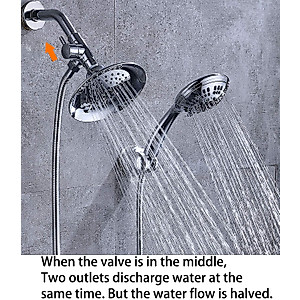 G-Promise Solid Metal Shower Arm Diverter for Hand Held Showerhead and Fixed Spray Head ∣ G 1/2 3-Way Bathroom Universal Shower System Replacement Part (Chrome)