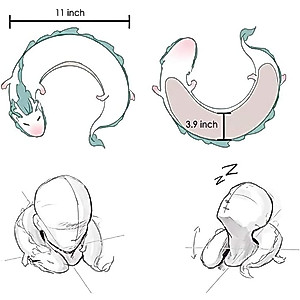 Serdokntbig Cute Spirit Dragon Plush Doll Toy U-Shape Neck Travel Pillow Gift Animation (White)