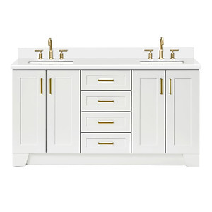 ARIEL Taylor 67 Inch Double Rectangle Sink Vanity with White Quartz Countertop W/1.5" Edge in White