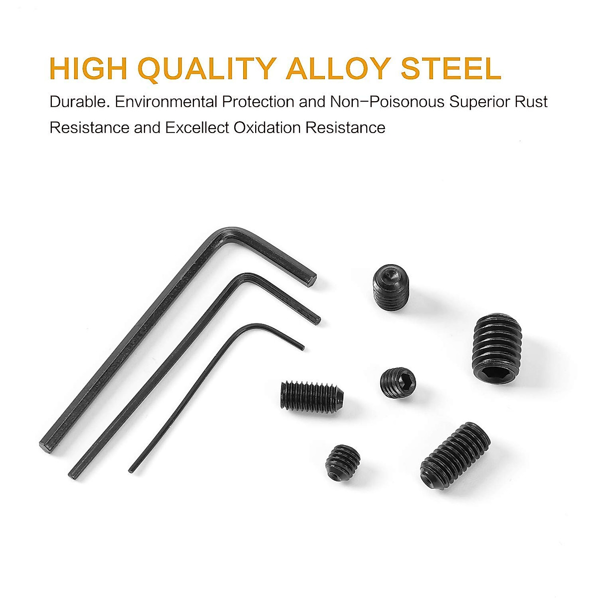 TOTFSTNR 666Pcs Internal Hex Drive Cup-Point Screws Assortment Kit, 22 Sizes M2/3/4/5/6/8 Set Screw Set for Door Handles, Faucet, Light Fixture, 12.9 Class Alloy Steel (Black)