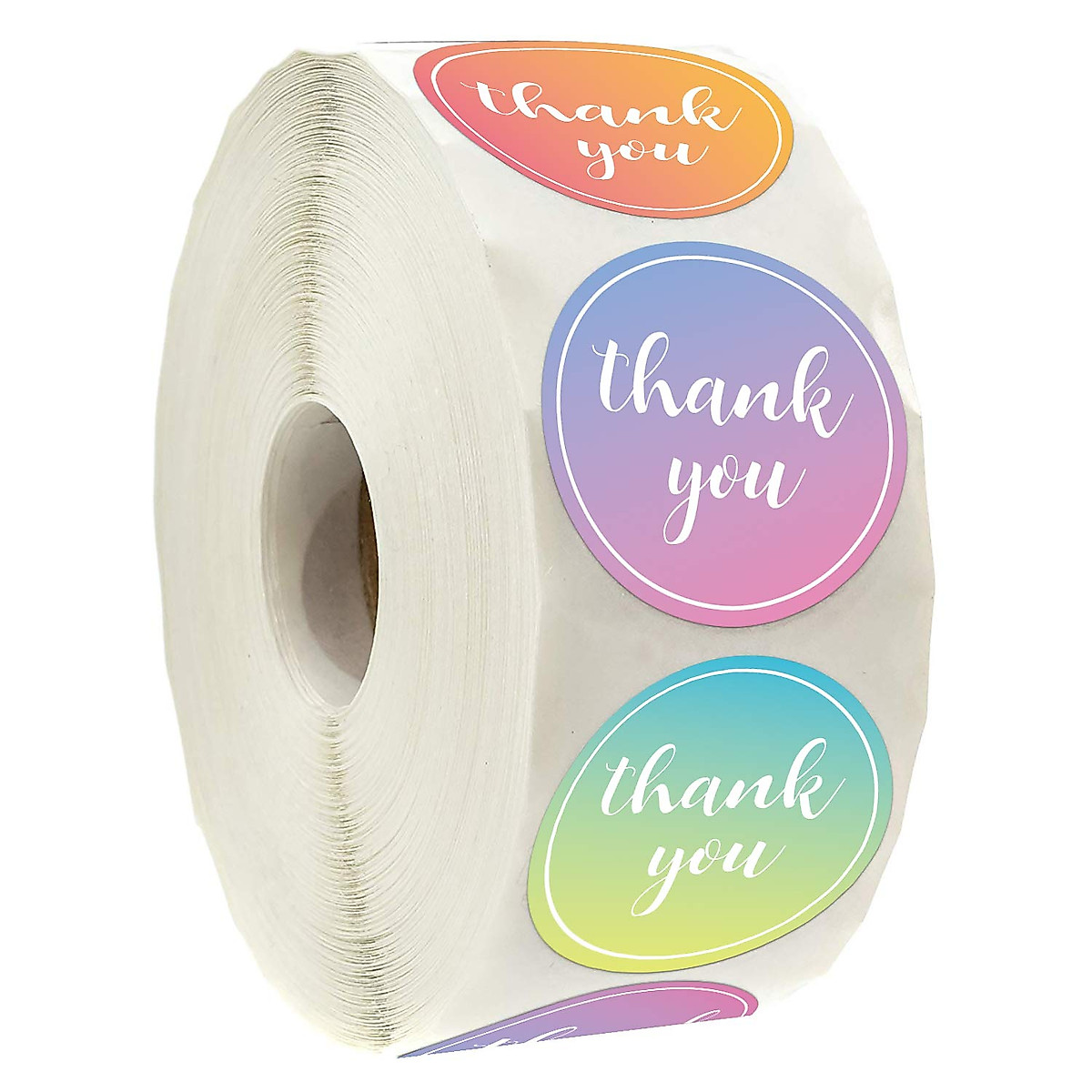 Color Thank You Stickers, 6 Different Gradient Rainbow Fashion Designs, 1.4 Inch, 500 Adhesive Labels Per Roll, Thank You Stickers for Small Business, Thank You Stickers for Wedding, Bridal Shower.