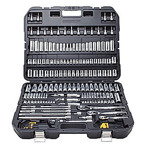 DEWALT Mechanics Tool Set, SAE and Metric, 1/2, 1/4, 3/8 Drive Sizes, 192-Piece (DWMT75049)