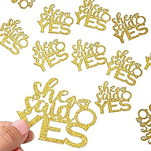 100 Pieces She Said Yes Glitter Confetti with Diamond Ring Table Confetti Wedding Engagement Party Table Scatter for Valentine's Day Proposal Bachelorette Bridal Shower Party Decoration
