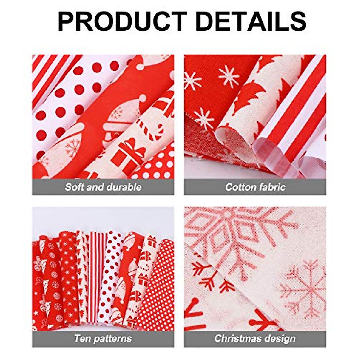 MILISTEN Nativity Decor 20Pcs Christmas Cotton Fabric Floral Quilting Cloth Piece Fat Patchwork Bundles Quarters Precut Scraps for Xmas Dress Cloth Bag DIY Sewing Craft 20x20cm Winter Sheets