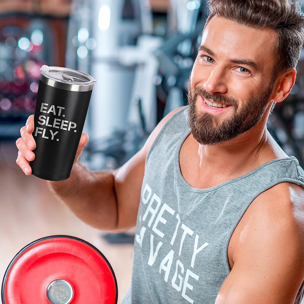 KIKERRO Pilot Gifts – 20oz Stainless Steel Travel Tumbler with Lid & Straw | Laser Engraved Aviation Mug for Pilots & Flight Attendants | Airplane-Themed Gift for Men, Christmas & Birthday