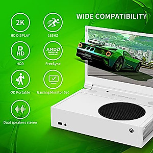 G-STORY 15.6" Portable Monitor 144Hz for Xbox Series S 2K Portable Gaming Monitor IPS Screen for Xbox Series S（not Included） with Two HDMI, HDR, Freesync Game Mode Travel Monitor