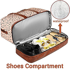 Weekender Bags for Women, Large Overnight Bag Canvas Travel Duffel Bag Carry On Tote with Shoe Compartment 21" for Women & Men 3Pcs Set