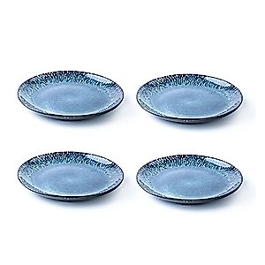 Ceramic Dinner Plates 4-pack Blue Plate Ceramic Plate Round Nordic Flat Plate Western Plate Steak Plate Tableware Salad Pasta Dinner Plates