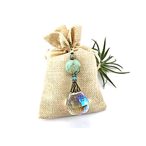 Handmade, Boho Crystal Sun Catcher, Jasper Gemstone, (30mm) Crystal Hanging for Windows, Ornament, Car Charm, Garden, Gift, Family, Mom, Aunt, Grandma (Length: 11.5 inches) | 2 Dirty Birds Boutique