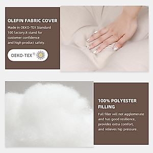 RACE LEAF Outdoor Cushions 17" x 17" Patio Chair Seat Pads, Set of 2 Thick Fill Tufted Square Patio Cushions, Water-Resistant Olefin Chair Seat Cushion with Ties for Non-Slip Support, Beige