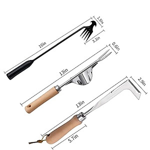 3 Pack Weed Puller Tool, Manual Hand Weeder Paver, Crack Weeder, Stainless Steel Crevice Weeding Digger Tool, Paving Brick Moss Removal, L-Shape Gardening Crack Sickle for, Lawn Edger and Driveway