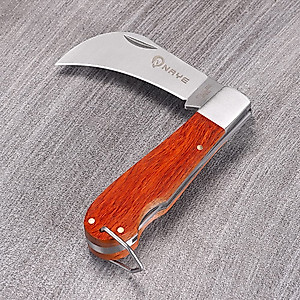 NAYE Folding Garden Knife With Lock Back Hawkbill Blade For Pruning Foraging Mushroom,Gardening Gift For Gardeners