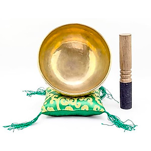 6-Inch Handmade Tibetan Singing Bowl ~ Superb B Crown Chakra Balancing ~ Best use for Meditation, Sound Healing, Cleansing, Mindfulness & Relaxation ~ Cushion & Sueded Leather wooden Mallet included