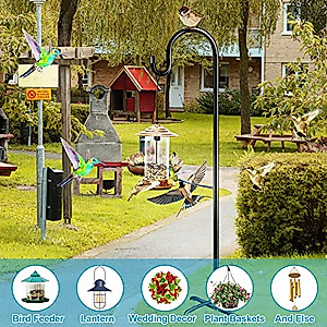 PTNITWO Outdoor Shepherd Hook 63 Inch, Adjustable Heavy Duty Bird Feeder Pole,2 Packs, Metal Garden Holder for Hanging Plant Basket, Lantern, Wind Chime, Weddings Decor (Black) (63 inch)