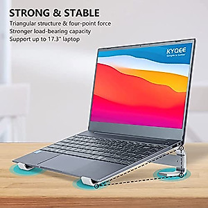 KYQEE Laptop Riser for Desk, Laptop Stand, Ergonomic Aluminum Computer Stand for Laptop, Ventilated Notebook Stand Compatible with MacBook Air Pro, Dell XPS, HP, More 11-17.3 Inches Work from Home