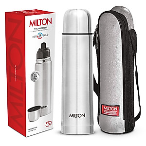 Milton Thermosteel Flip Lid 750, Double Walled Vacuum Insulated Thermos 750 ml | 25 oz | 24 Hours Hot and Cold Water Bottle with Cover, Stainless Steel, BPA Free, Leak Proof | Silver