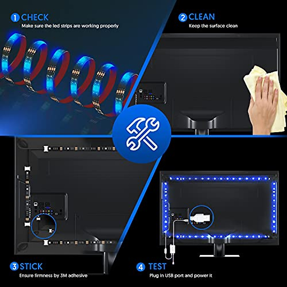 TV LED Backlights, 9.8FT Smart LED Lights for Behind TV with Music Sync 16 Million Colors Changing RGB Strip Lights Compatible with Alexa Google Home for 40-60 inch TVs, WiFi APP Control