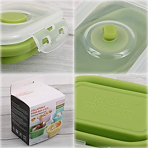 Cozihom Collapsible Silicone Food Storage Container, Portion Control Container with Clip-on Lid, Stackable, Space Saving, Microwave/Fridge/Freezer/Dishwasher Safe, 5 Oz, Pack of 4