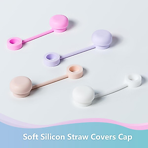 4Pcs Silicone Straw Tips Cover for Stanley Cup with Handle,10mm Silicone Straw Covers for Stanley 40oz & 30oz Tumbler Cup Accessories, Reusable Drinking Straw Tips Lids