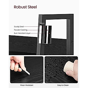 VASAGLE Bookshelf, 5-Tier Narrow Book Shelf, Ladder Shelf for Home Office, Living Room, Bedroom, Kitchen, Black with Wood Grain ULLS109B56