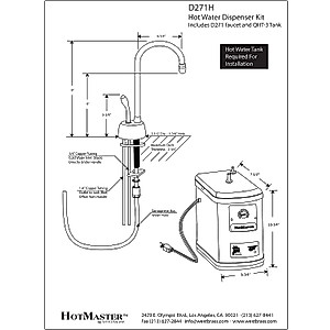 Westbrass D271H-12 Velosah 9" 1-Handle Dispenser Faucet Hot Water, Thermostatic Tank, Oil Rubbed Bronze
