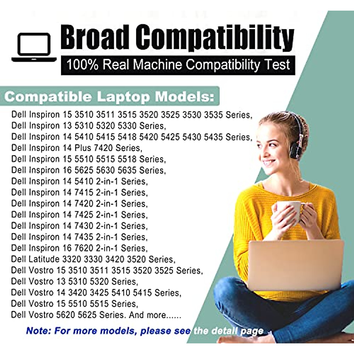 G91J0 41Wh Battery Replacement for Dell Latitude 3320 3330 3420 3520 Inspiron 3510 3511 3515 5310 5410 5418 5510 5515 5518 14 Plus 7420 7415 2-in-1 Vostro 3510 3515 3511 5310 5510 Series V6W33 TN70C