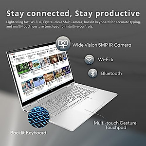 HP Envy x360 2-in-1 15.6” FHD Touchscreen Laptop, Intel Core i7-1260p, 32GB RAM, 1TB SSD, Backlit KB, HD Webcam, Intel Iris Xe Graphics, Wi-Fi, Bluetooth, Win 11 Pro, Silver, 32GB USB Card