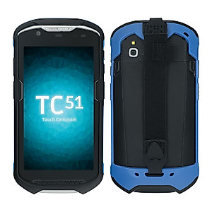 Protective Cover Bumper Case Rugged Boot with Hand Strap for Zebra TC51 TC510K TC52 TC56 TC57 (Blue)