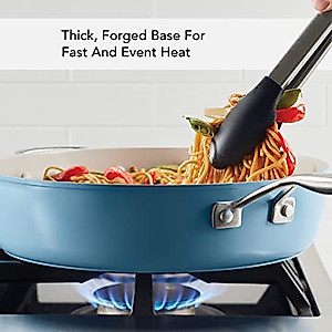 KitchenAid Hard Anodized Ceramic Nonstick Sauté Pan with Lid, 5 Quart, Blue Velvet