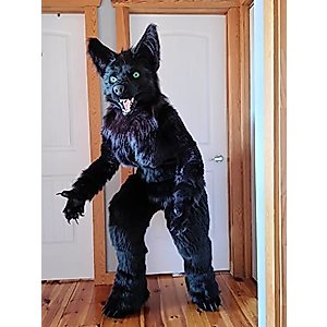 FurryWu Studio Black Wolf Fursuit Teen Costumes Caribou Full Furry Suit Fursona Kigurumi Anime