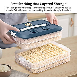 Qivine Dumpling Storage Box,4 Layer Dumpling Keeper Food Storage Containers with Lid for Fridge Stackable Cookie Container Airtight Cookie Storage Carrier with Time Recoder