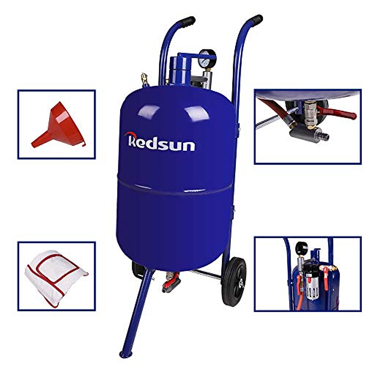 Sand Blaster Abrasive Blaster Portable Power Sand Blasting Kit for Removing Paint, Stain, Rust, Compatible Pressure Sand Blaster (Blue)