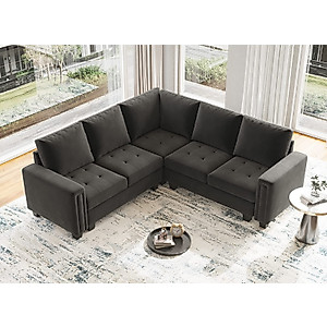 Belffin Velvet Single Seat Module for Modular Sectional Sofa Couch Accent Armless Sofa Couch Chair Modern Fabric Grey