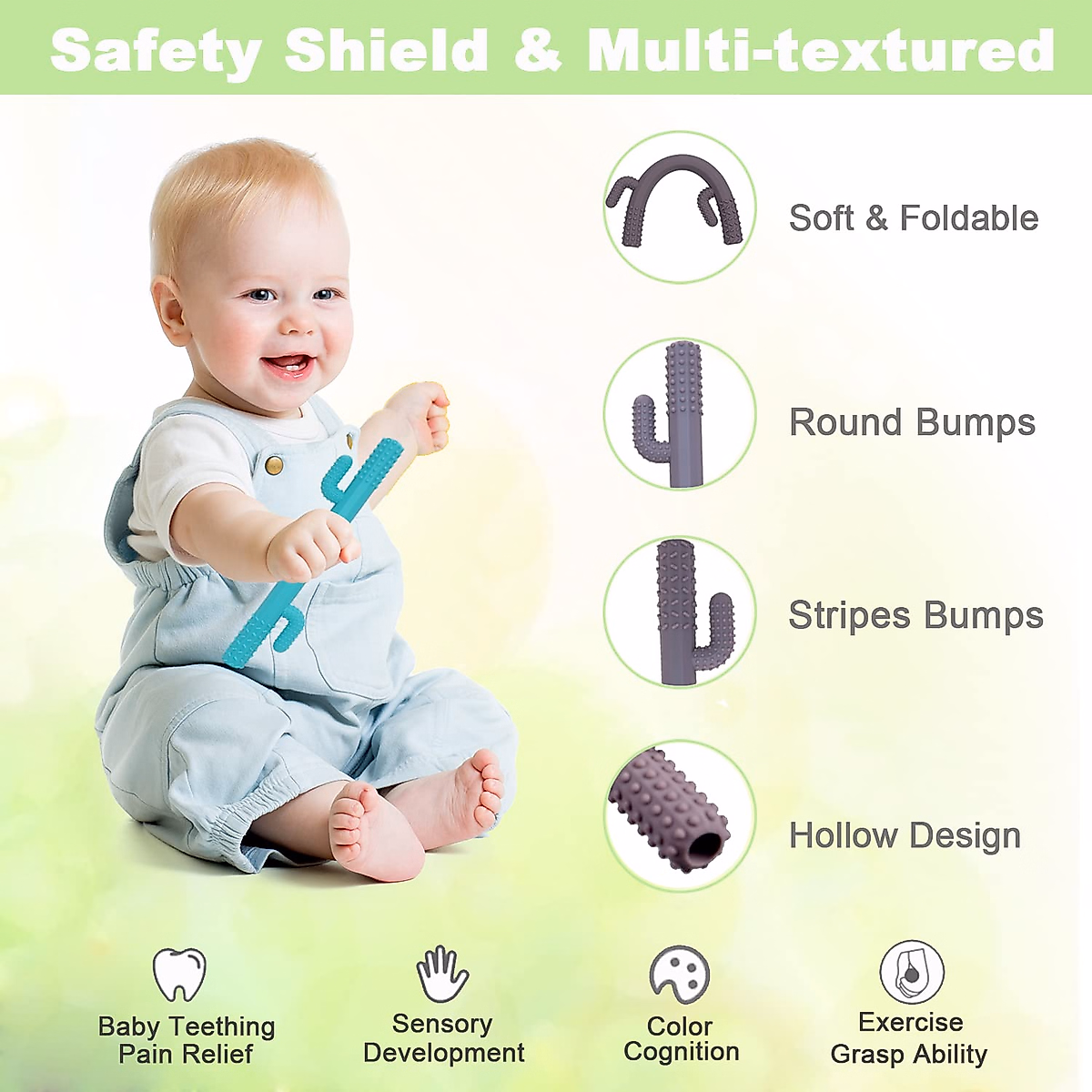 Hollow Teething Tubes Toys for Babies Girls Boys, 5 Pack Silicone Baby Teether Toy Tube for Infants with Nursing Biting Chewing, Chew Straws for Toddlers 6-12 Months (Style D)