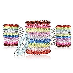 BIHRTC Pack of 30 Colorful Flexible Spiral Wrist Coil Keychain Stretchable Coil Spring Wristband Wrist Coil Key Ring for Office, Workshop, Shopping Mall, Sauna, Gym,Pool