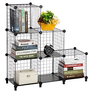 PARANTA Wire Cube Storage Organizer, 6 Cube Bookshelf, Stackable Storage Bins, Closet Organizer and Storgae, Multi-use DIY Standing Shelf Units for Book,Toys,Clothes,Tools
