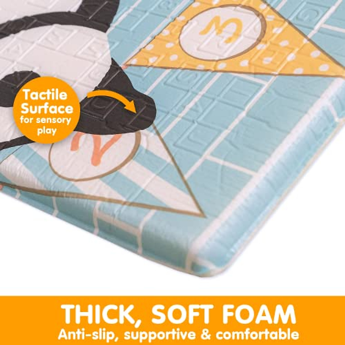 Bammax X-Large Waterproof Foam Padded Baby Play Mat | Reversible & Foldable | Safe & Thick Baby Foam Play Mat | 70" x 78" | Use as Baby Crawling Mat or Kids Play Mat for Floor | Includes Travel Bag